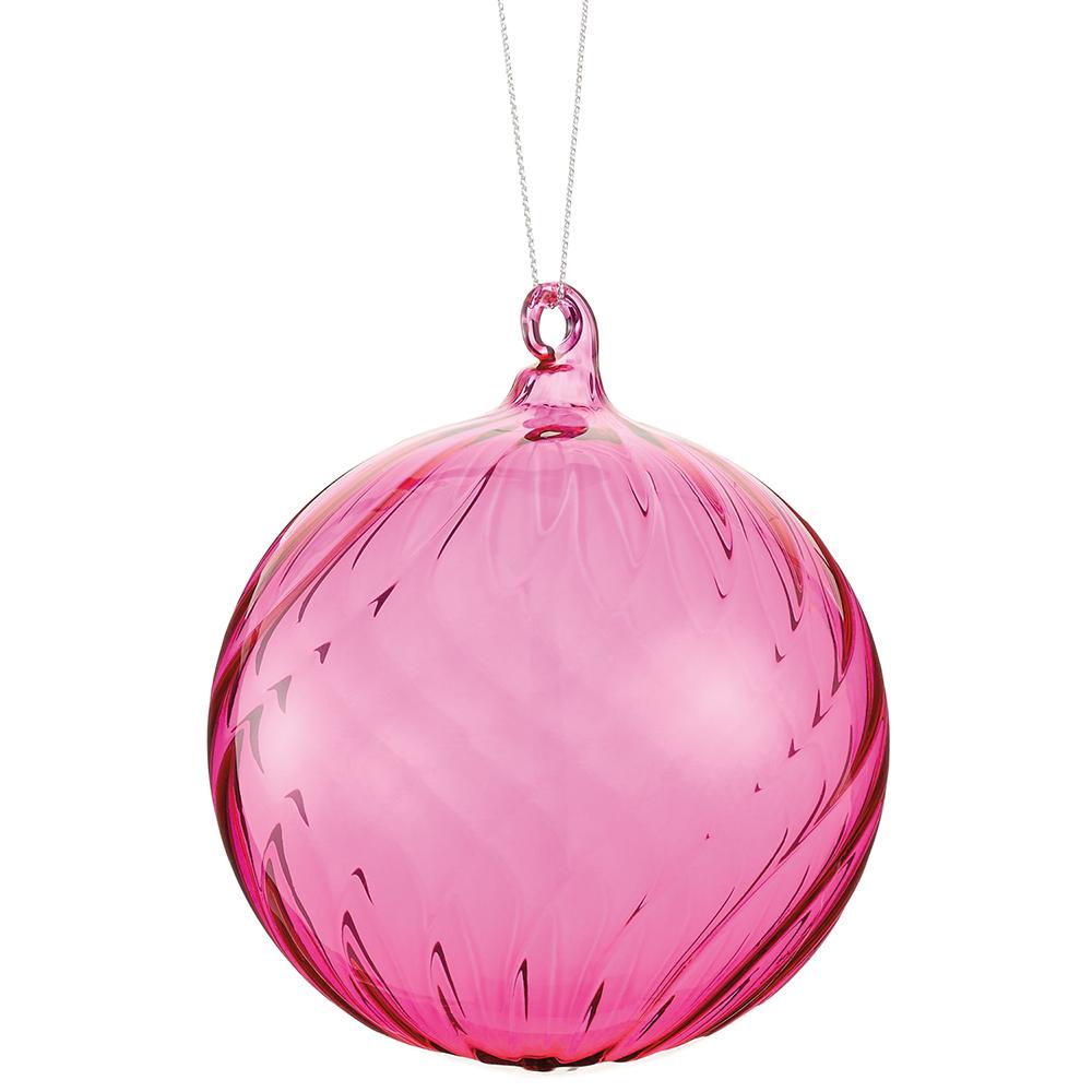 4" GLASS BALL ORNAMENT PINK | Madisonville Christmas