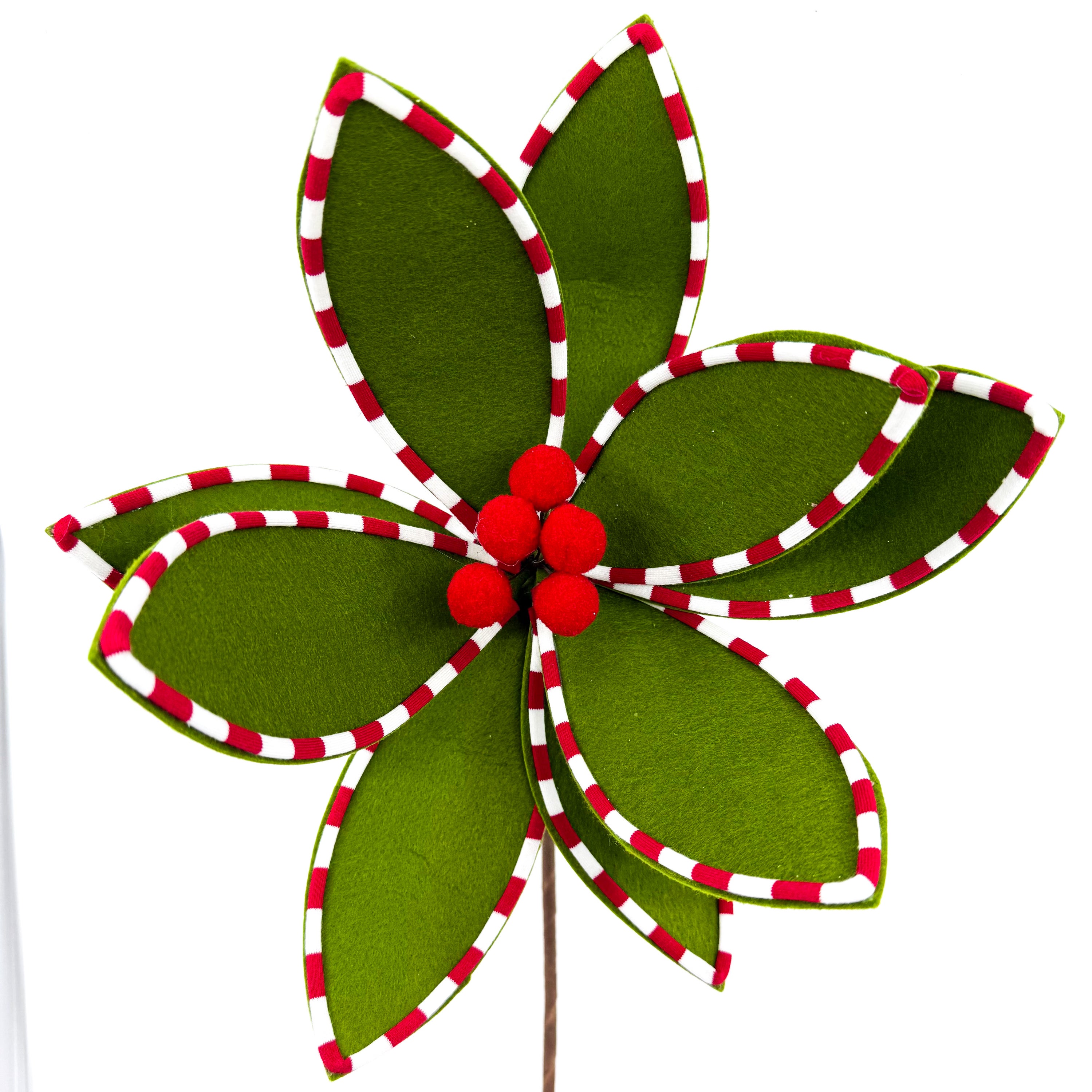 24" FELT POINSETTIA W/PEPPERMINT EDGE | Madisonville Christmas